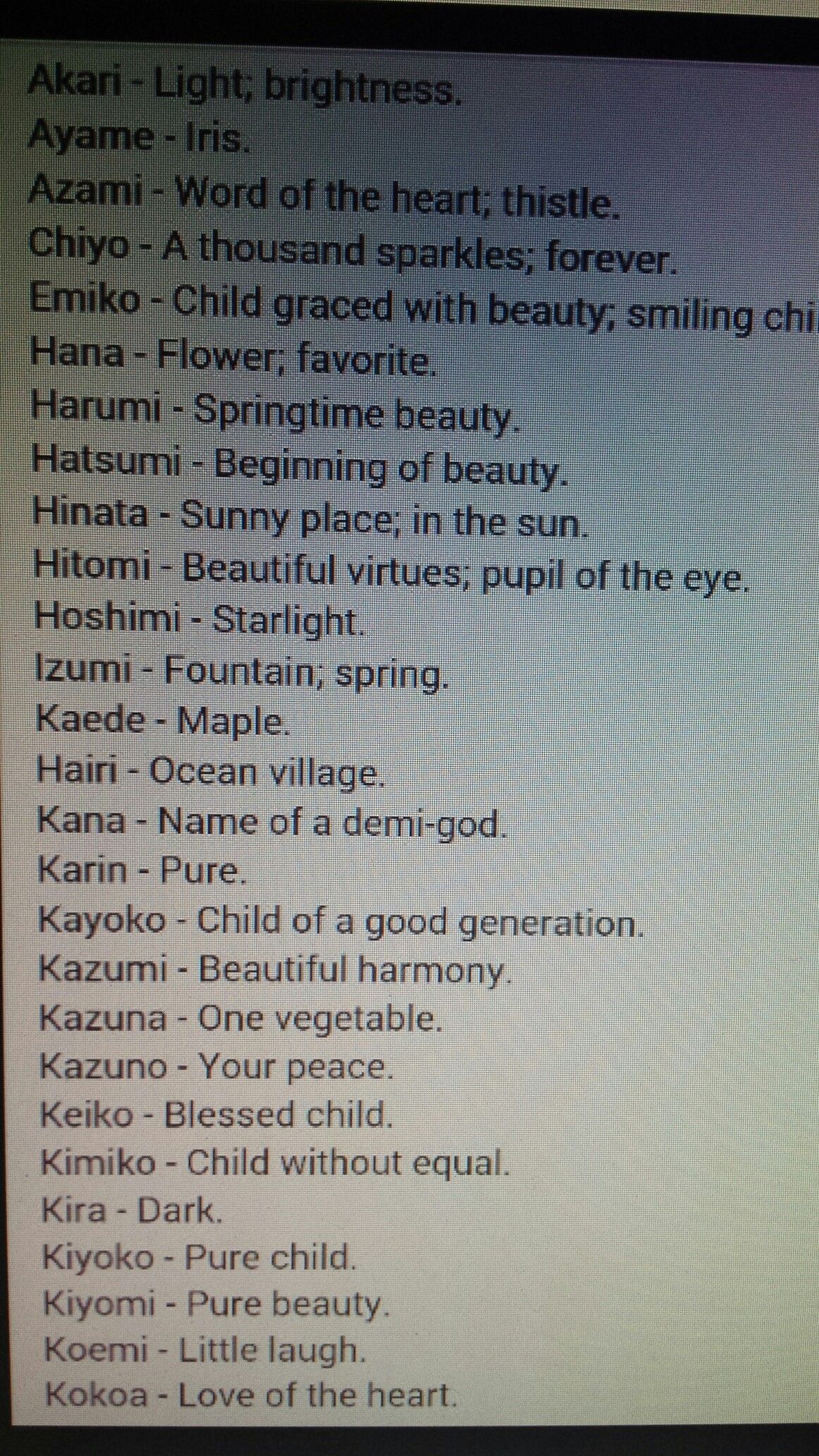Japanese Names And Meaning